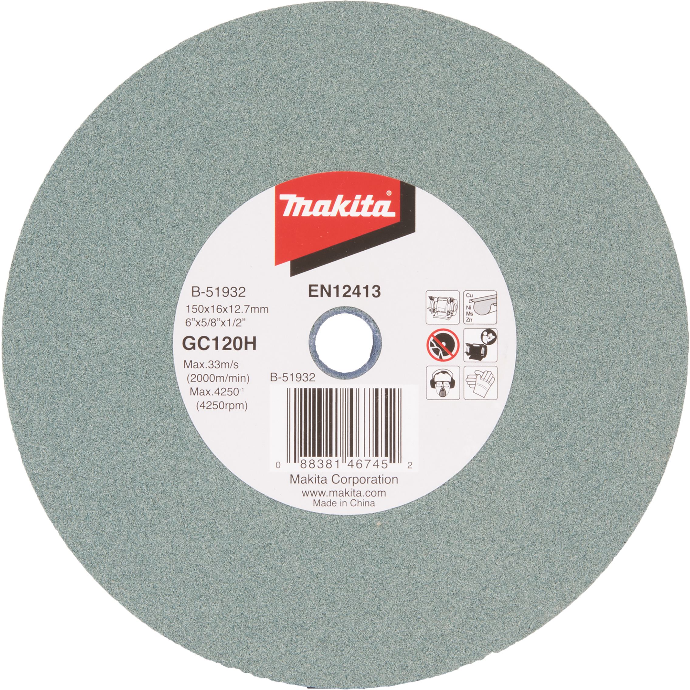 MAKITA B-51932 grinding stone 150x16,0x12,7mm GC120H | Klium