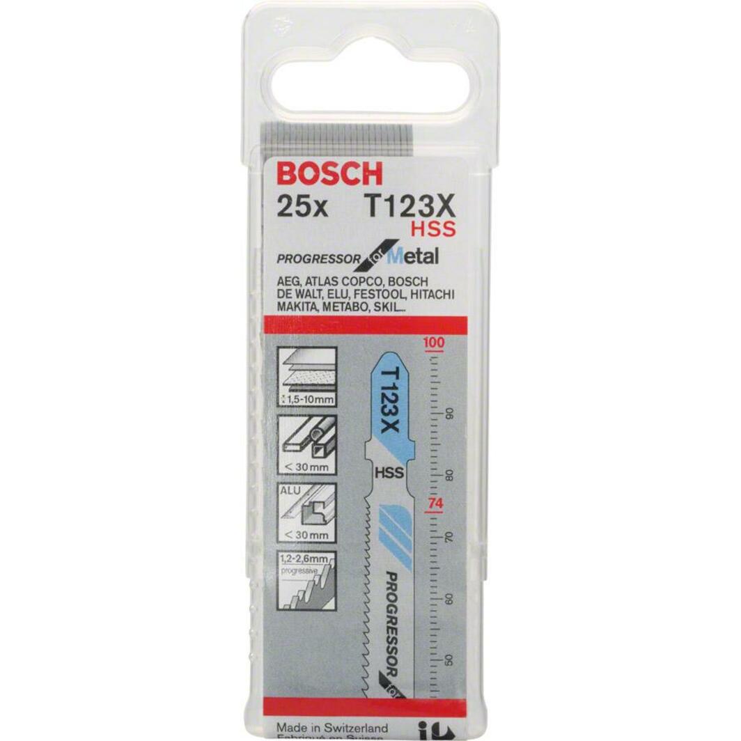 BOSCH 2608638474 jigsaw blade T 123 XF Progressor for Metal (25 pack) | Klium