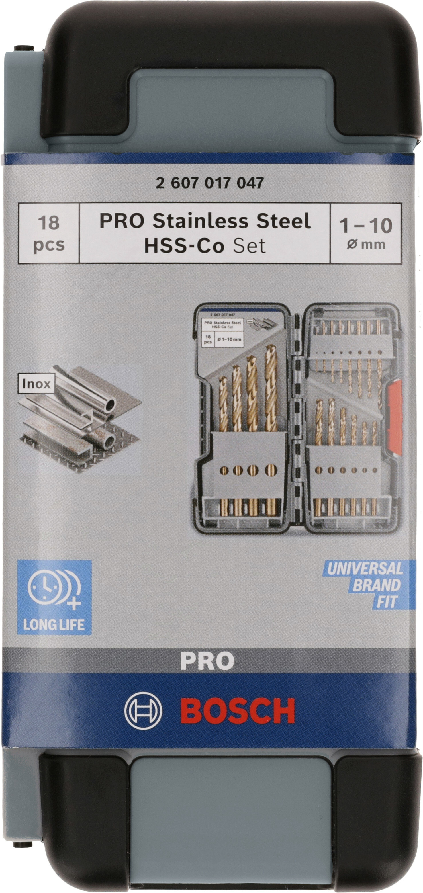BOSCH 2607017047 PRO Stainless Steel HSS-Co spiral drill bit set 18 ...