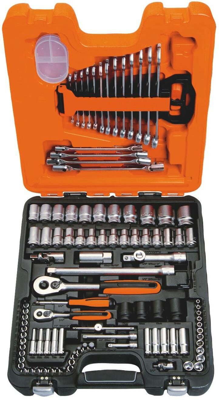 BAHCO S108 socket set 1/4" and 1/2", ring spanners and hexagonal hex ...