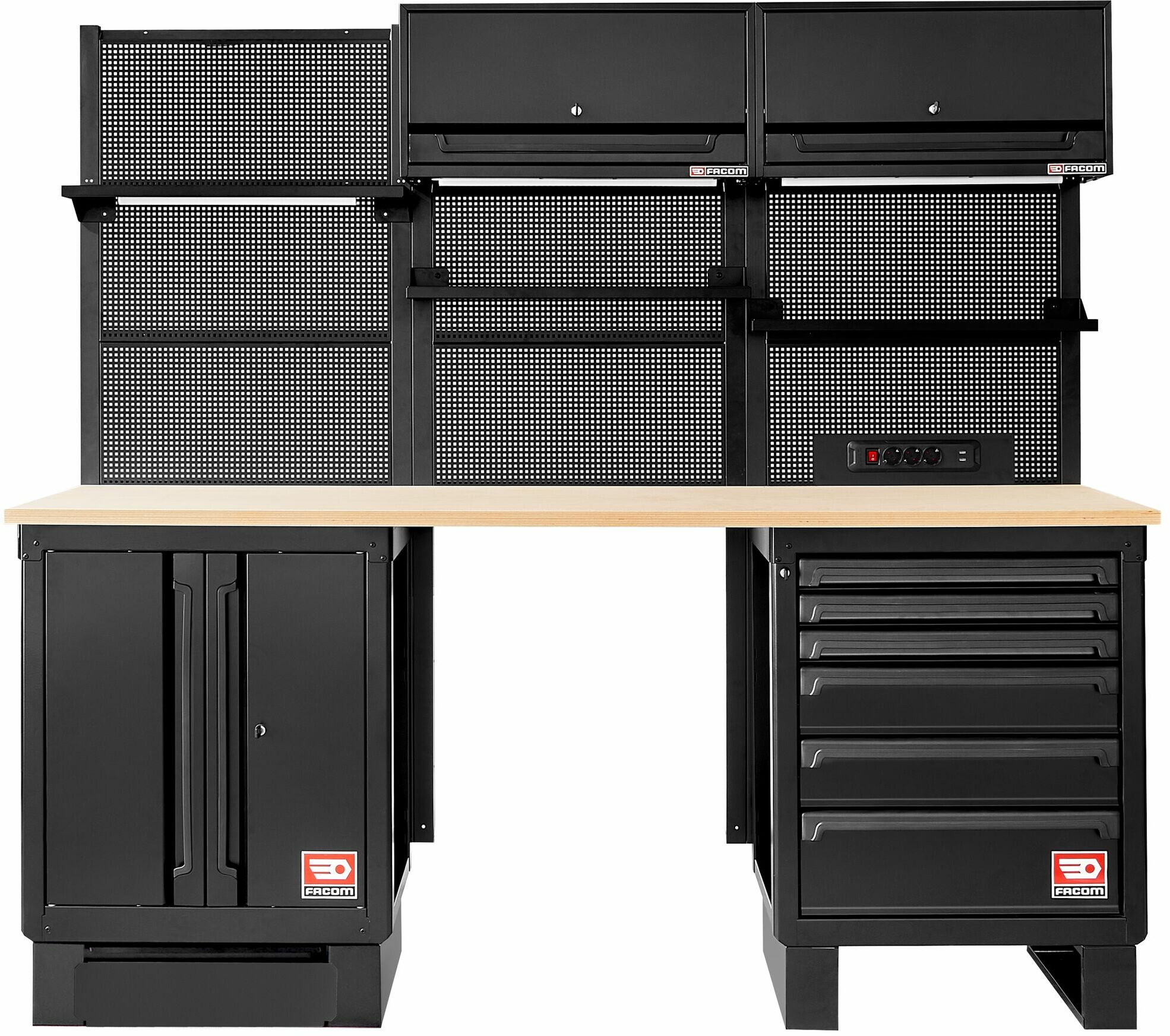 FACOM RWS2-11BS Roll Workshop System set-up with wooden top | Klium