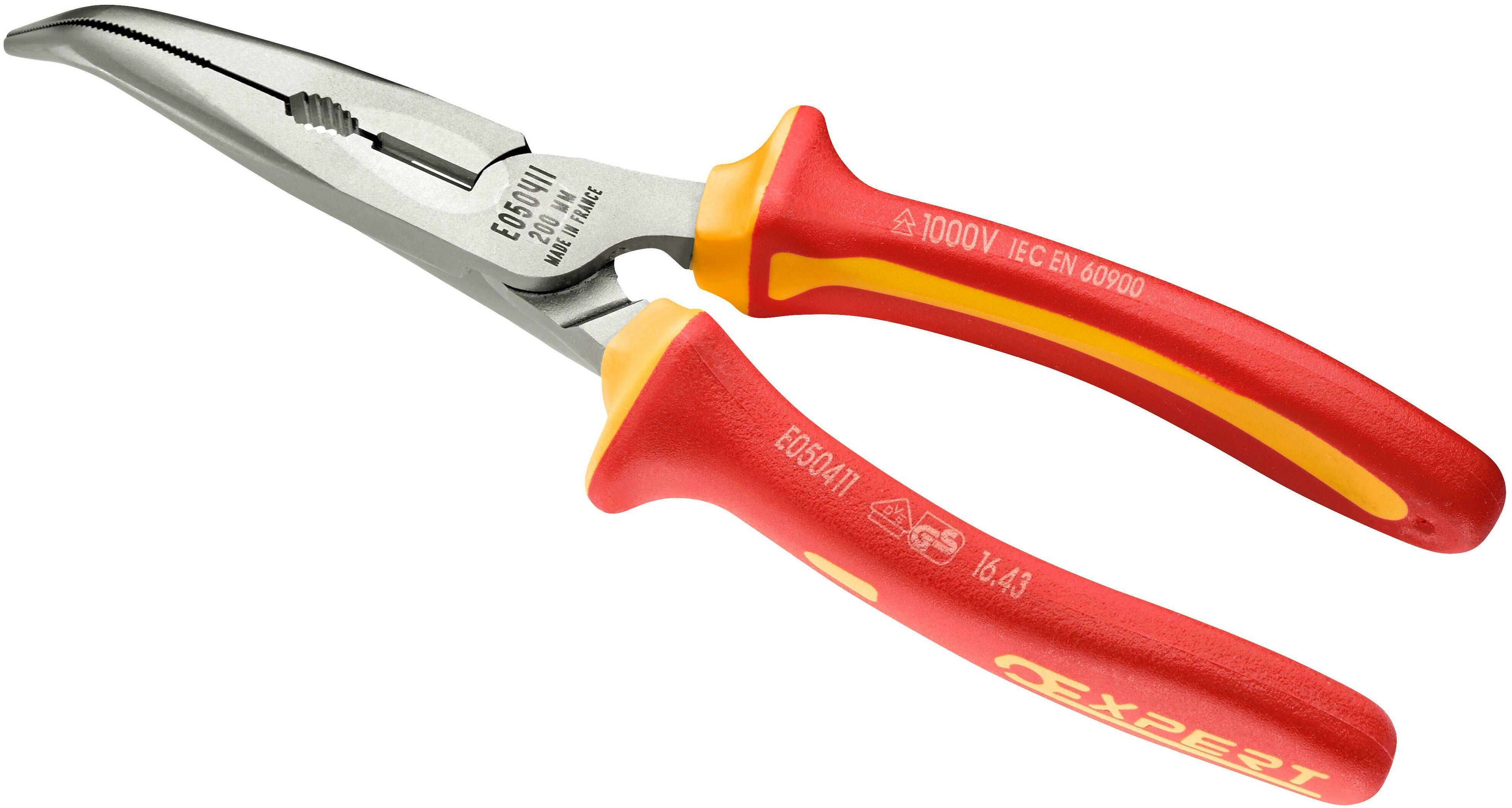 EXPERT E050410 VDE pliers with half round jaws 40° curved 160 mm | Klium