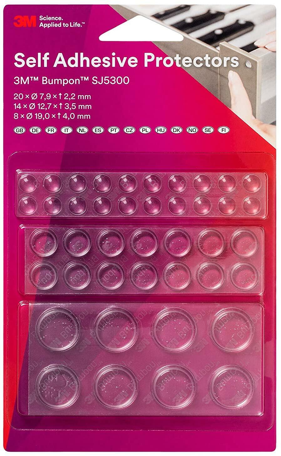 3M SJ5300BL Bumpon bump cap transparent in mini pack (20 x SJ5302, 14 x SJ5312, 8 x SJ5344 ...