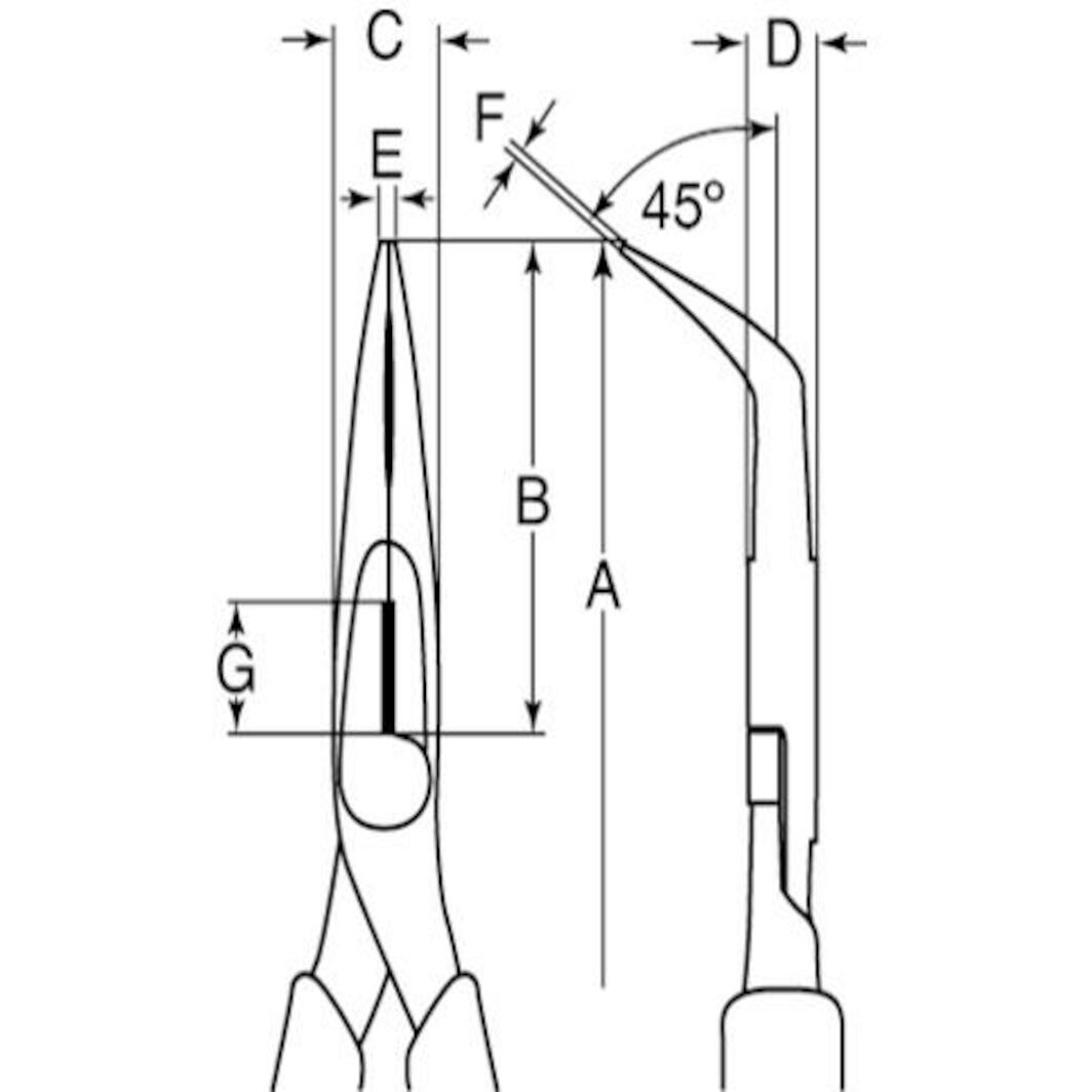 BAHCO 2427 GC-200IP tip pliers ERGO 45° with bent tip and two-component ...