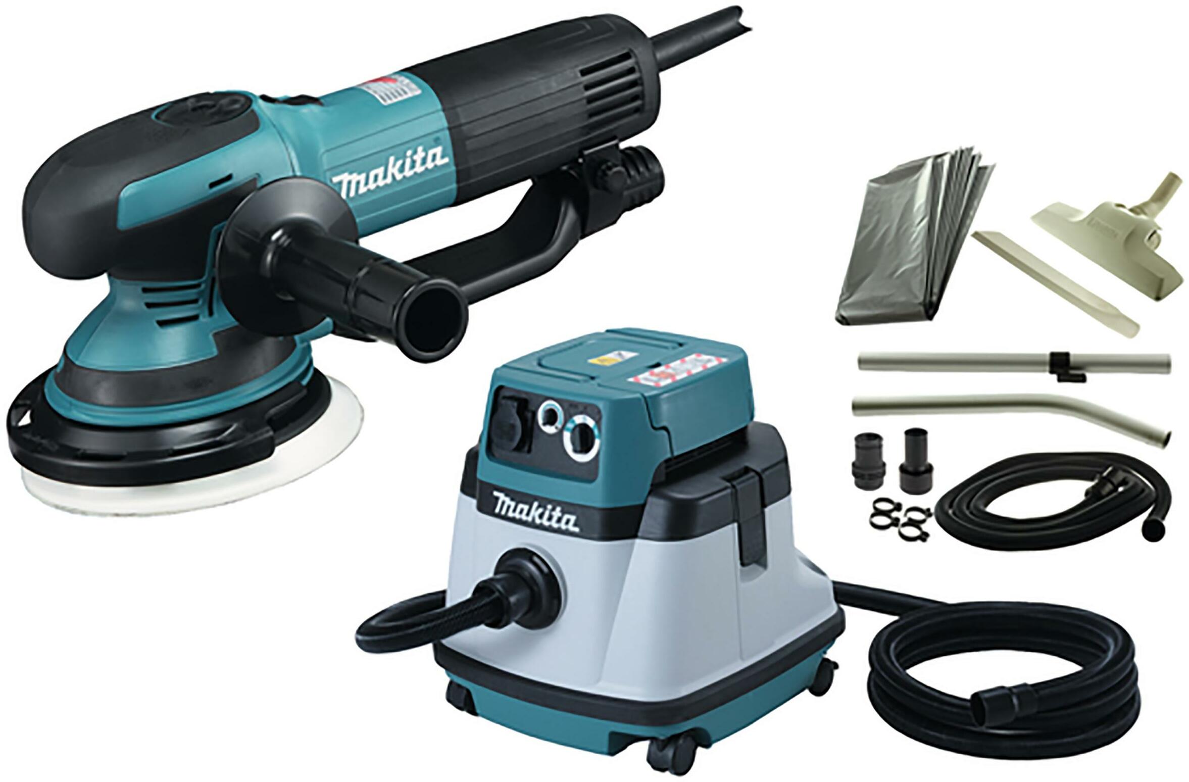 MAKITA DK6525 combi pack sander BO6050J (150mm 750W) + hoover L-class ...