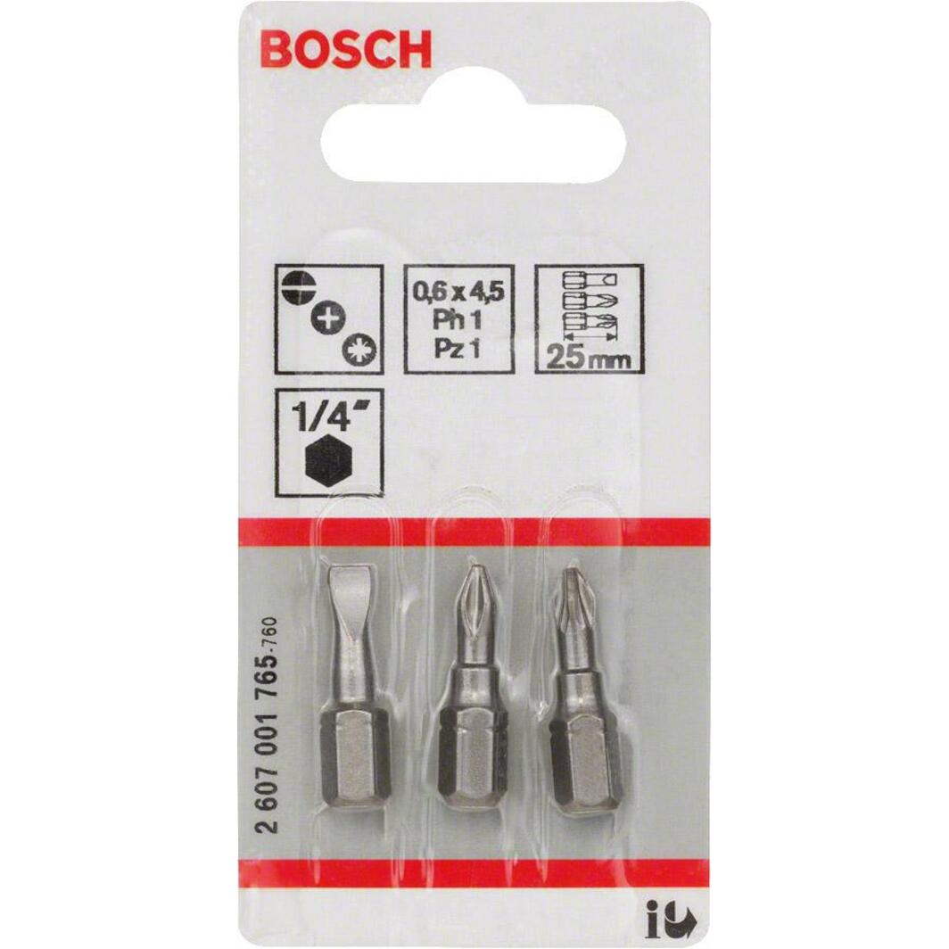 BOSCH 2607001765 screwdriver bits set Extra Hard Assorted S0.6x4.5-PH1 ...
