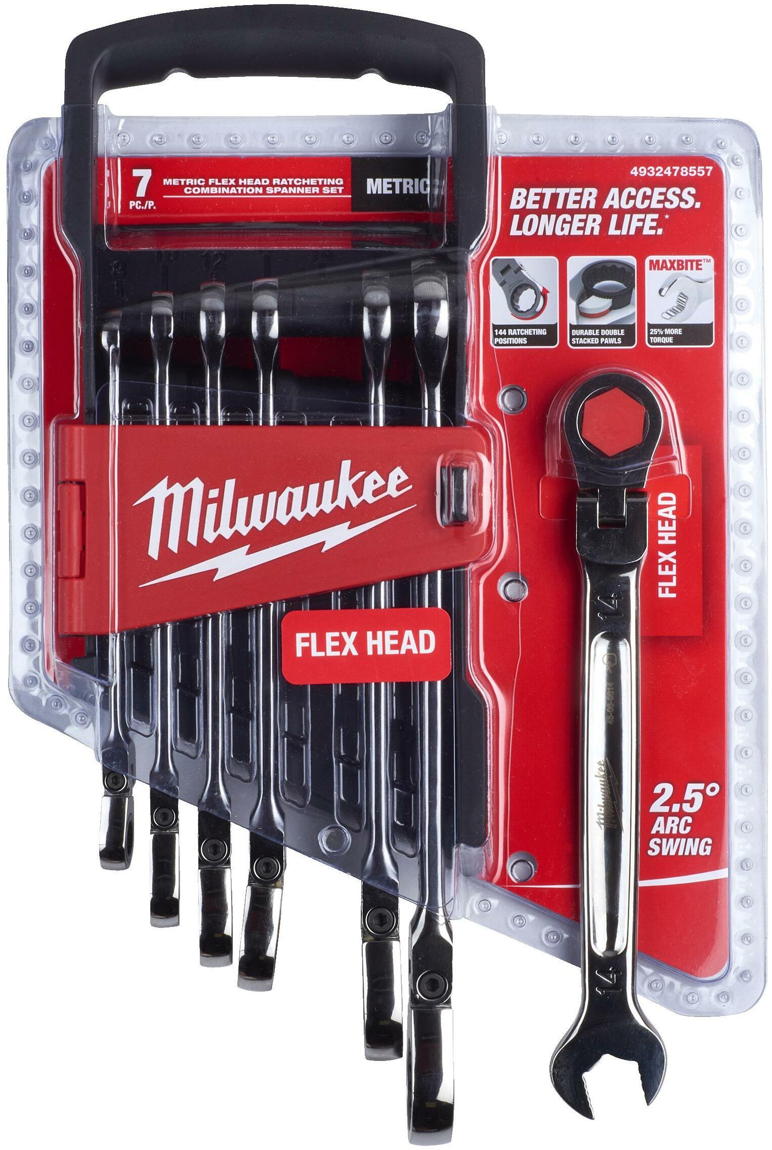 MILWAUKEE 4932478557 Max Bite Flex ratchet wrench set -7-piece | Klium