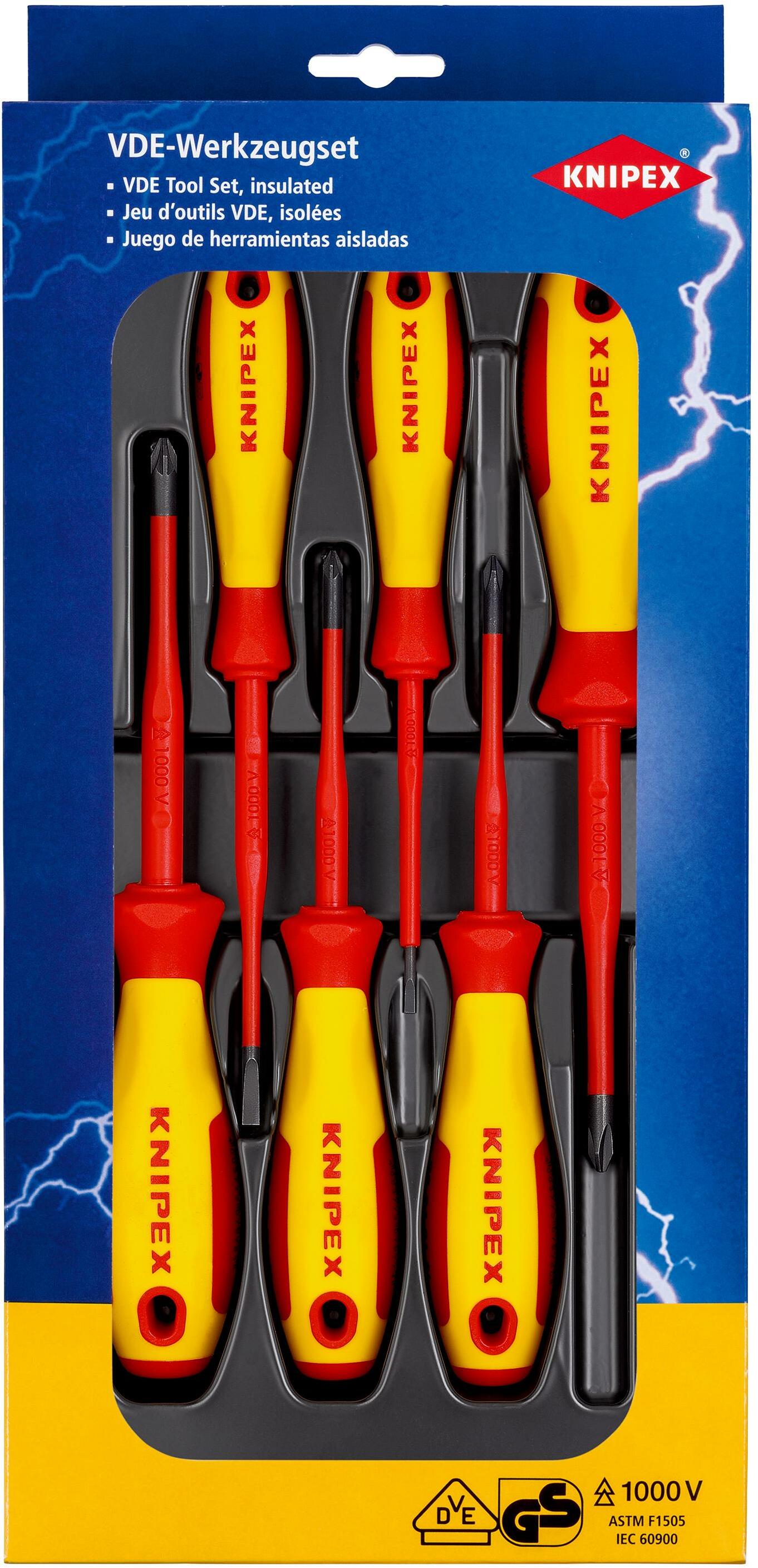 KNIPEX 00 20 12 V04 VDE screwdriver set slotted / Phillips / Pozidriv 6 ...