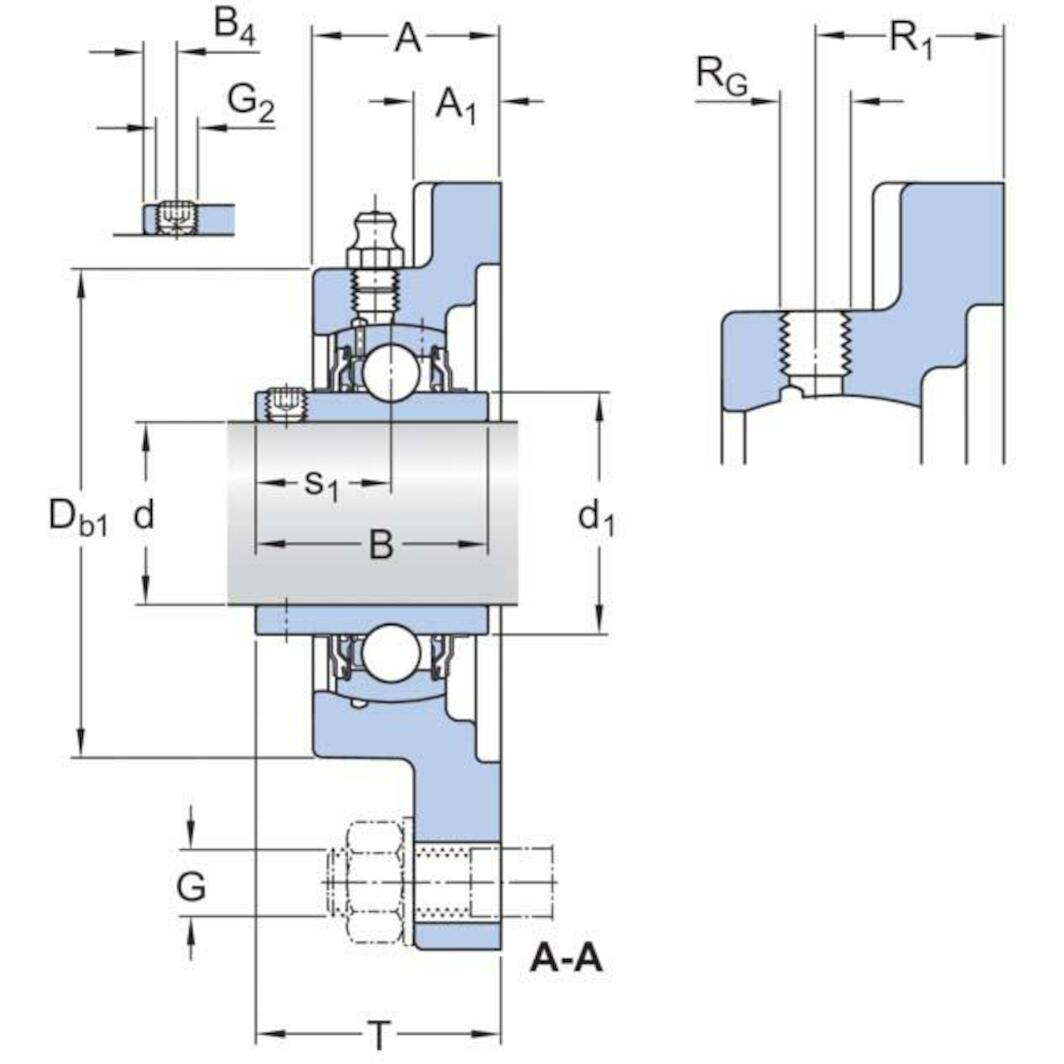 SKF UCF 216 ball bearing unit with square flange and locking with set ...