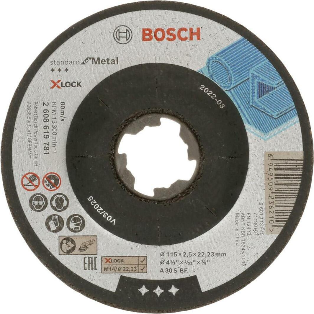 BOSCH 2608619781 X-LOCK cut-off wheel curved Standard for Metal 115x2 ...