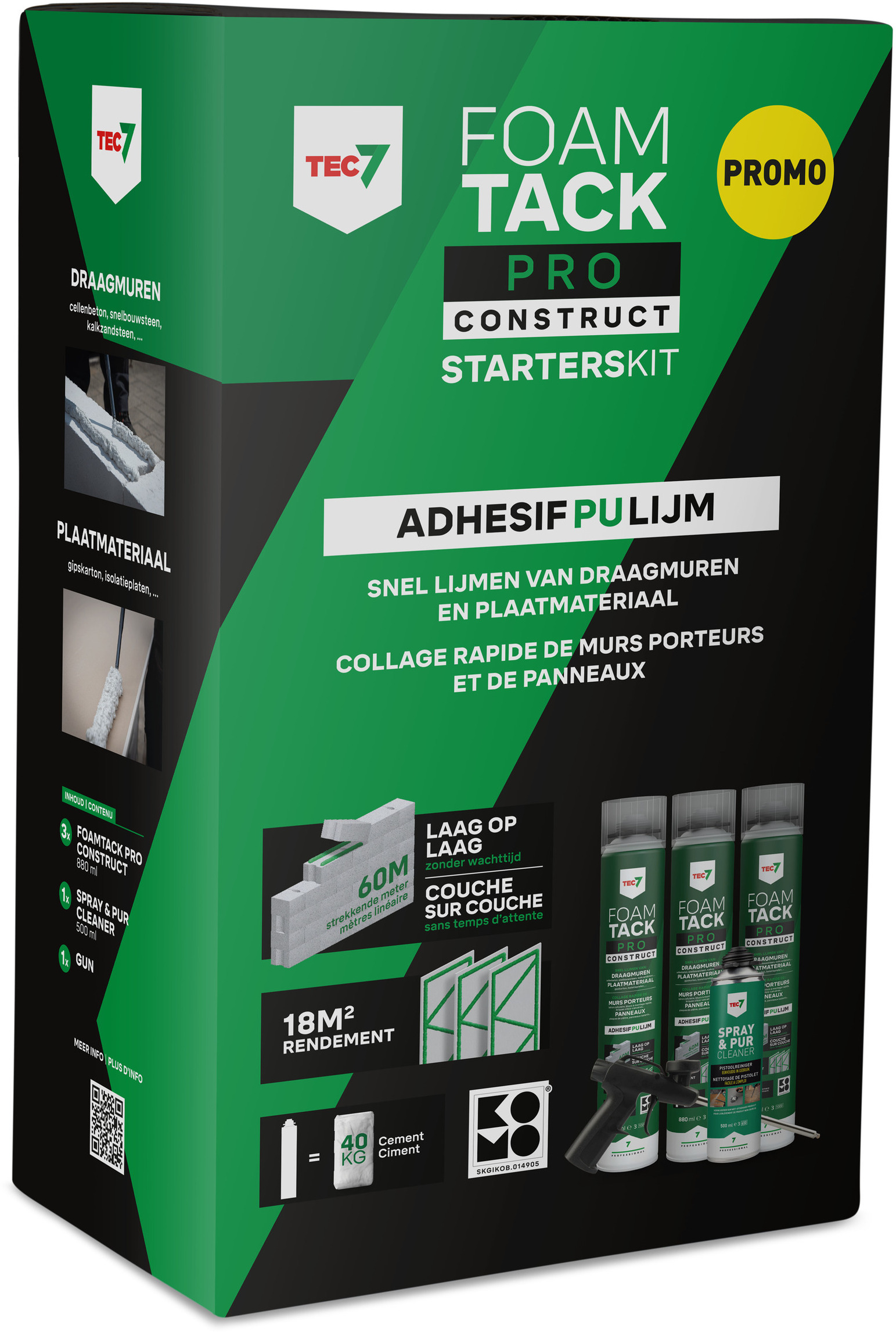 TEC7 FOAMTACK PRO CONSTRUCT adhesive foam starter kit with cleaner and ...