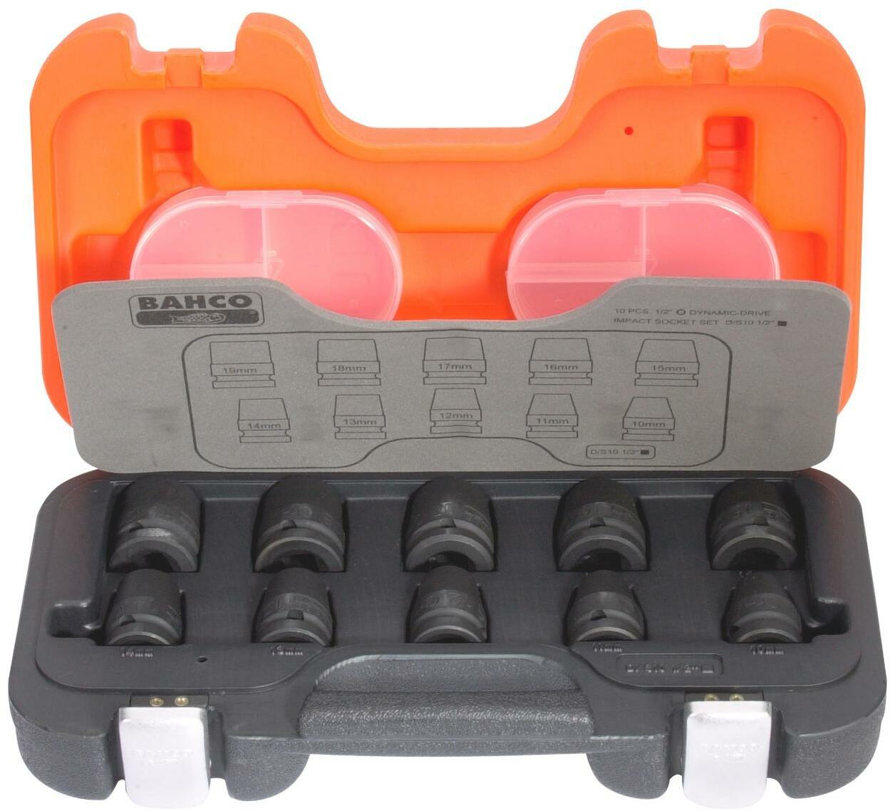 BAHCO D/S10 impact socket set 1/2" hexagonal metric in case 10-piece ...