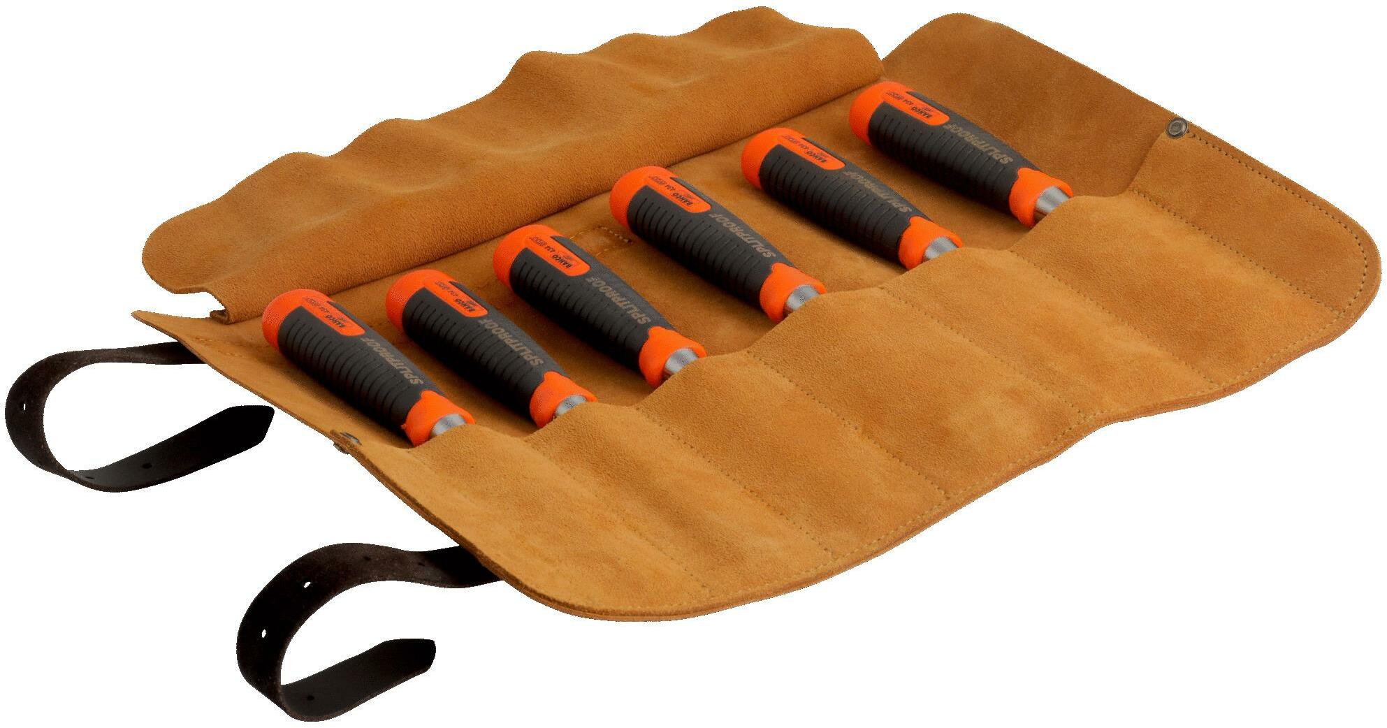 BAHCO 434-S6-LR ERGO wood chisel set splitproof in leather case 6-piece ...