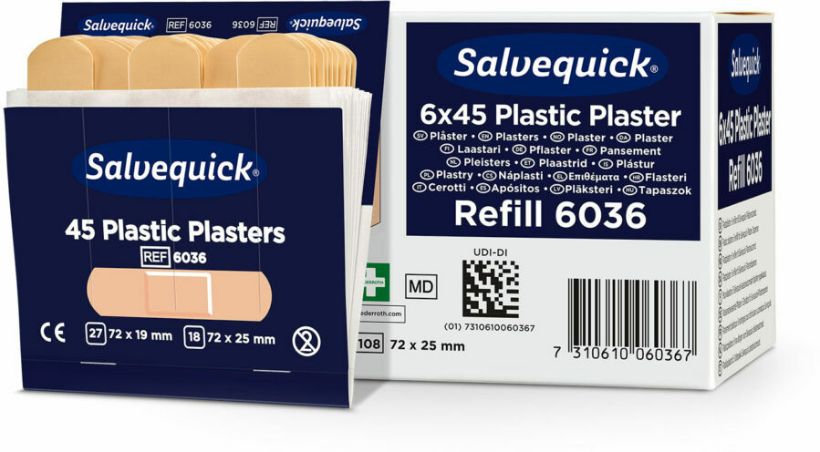 SALVEQUICK 6036 plastic plasters, 2 sizes (6 x 45 pcs) | Klium