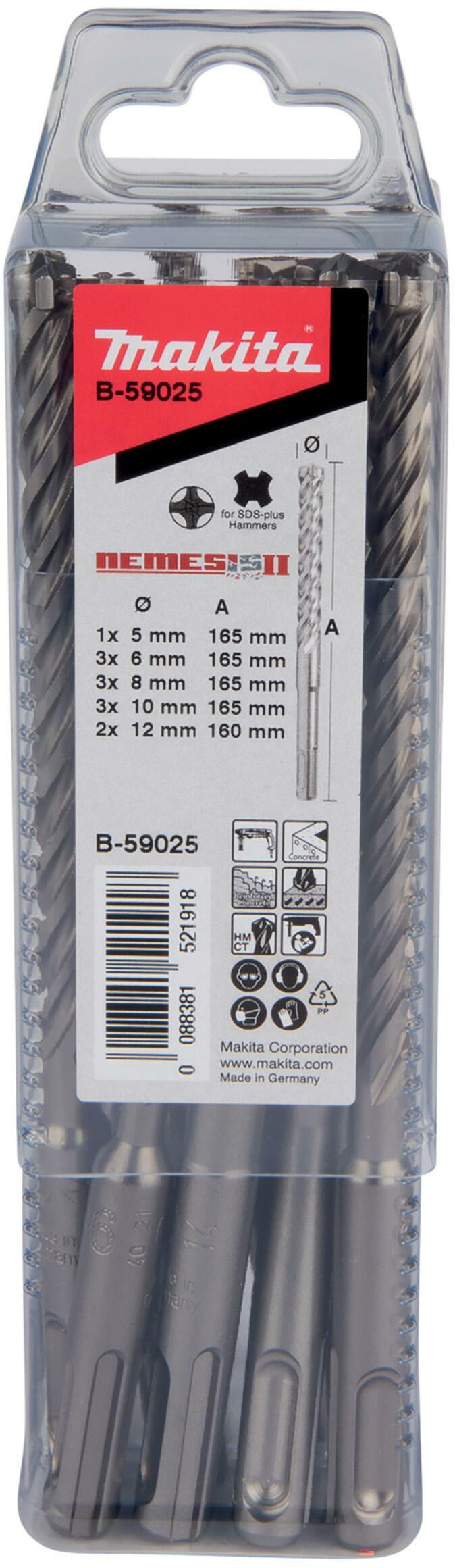 MAKITA B-59025 SDS-Plus NEMESIS II concrete drill bit set 12-piece | Klium