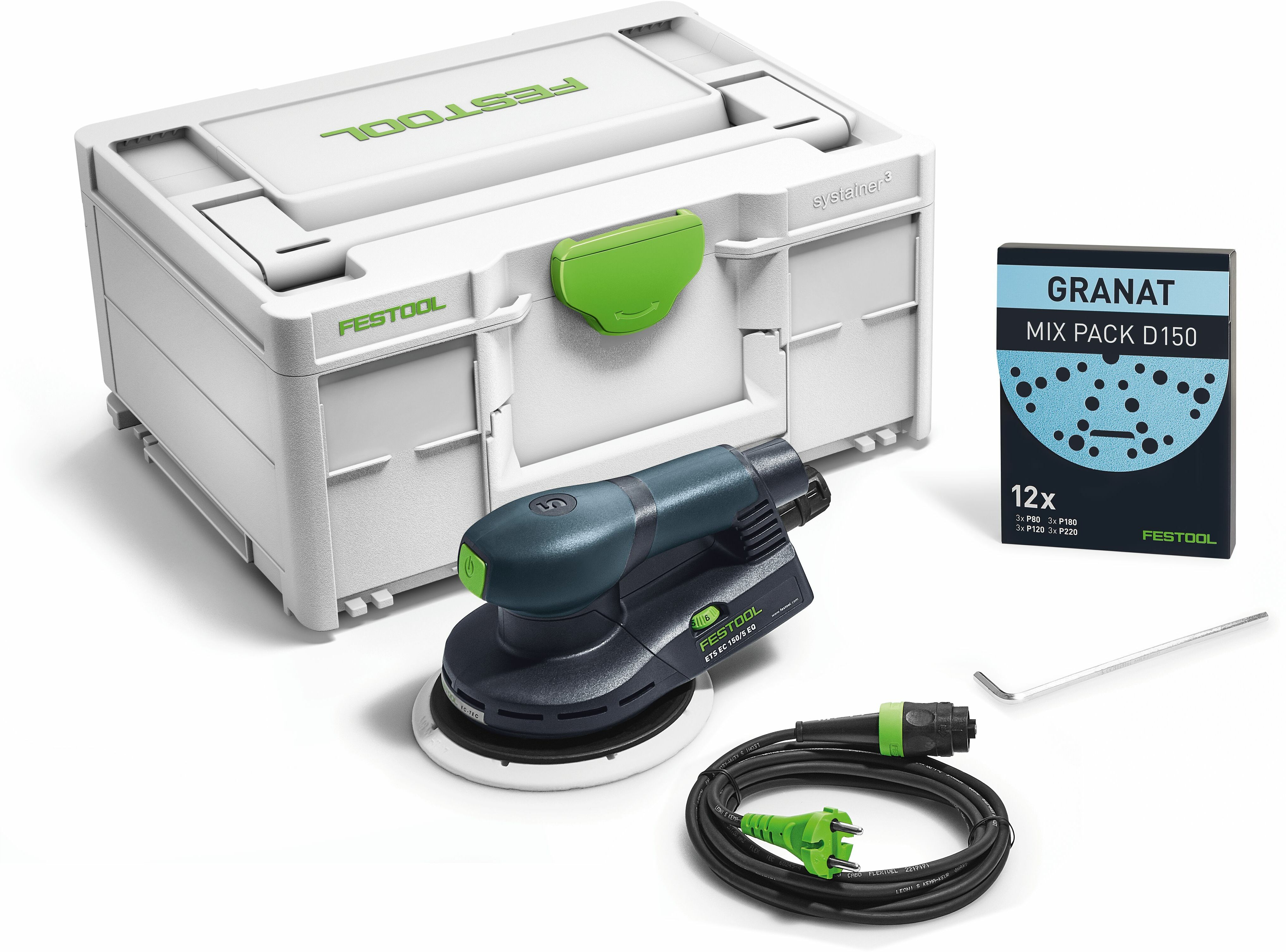 FESTOOL ETS EC 150/5 EQ-PLUS eccentric sander 400W in systainer SYS3 M ...