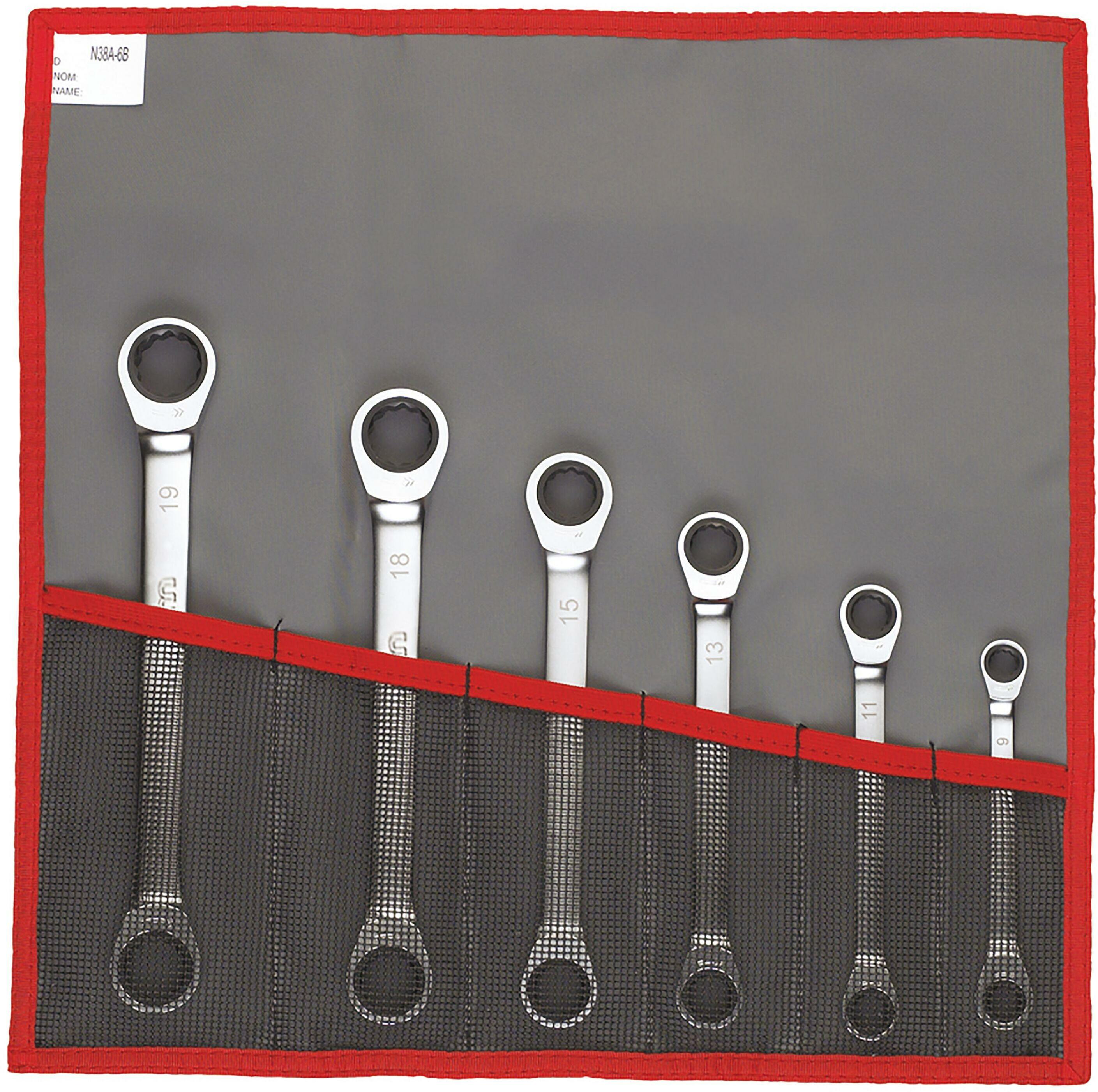 FACOM 64.JE6T straight ratchet wrench set metric and inch sizes 6-piece ...