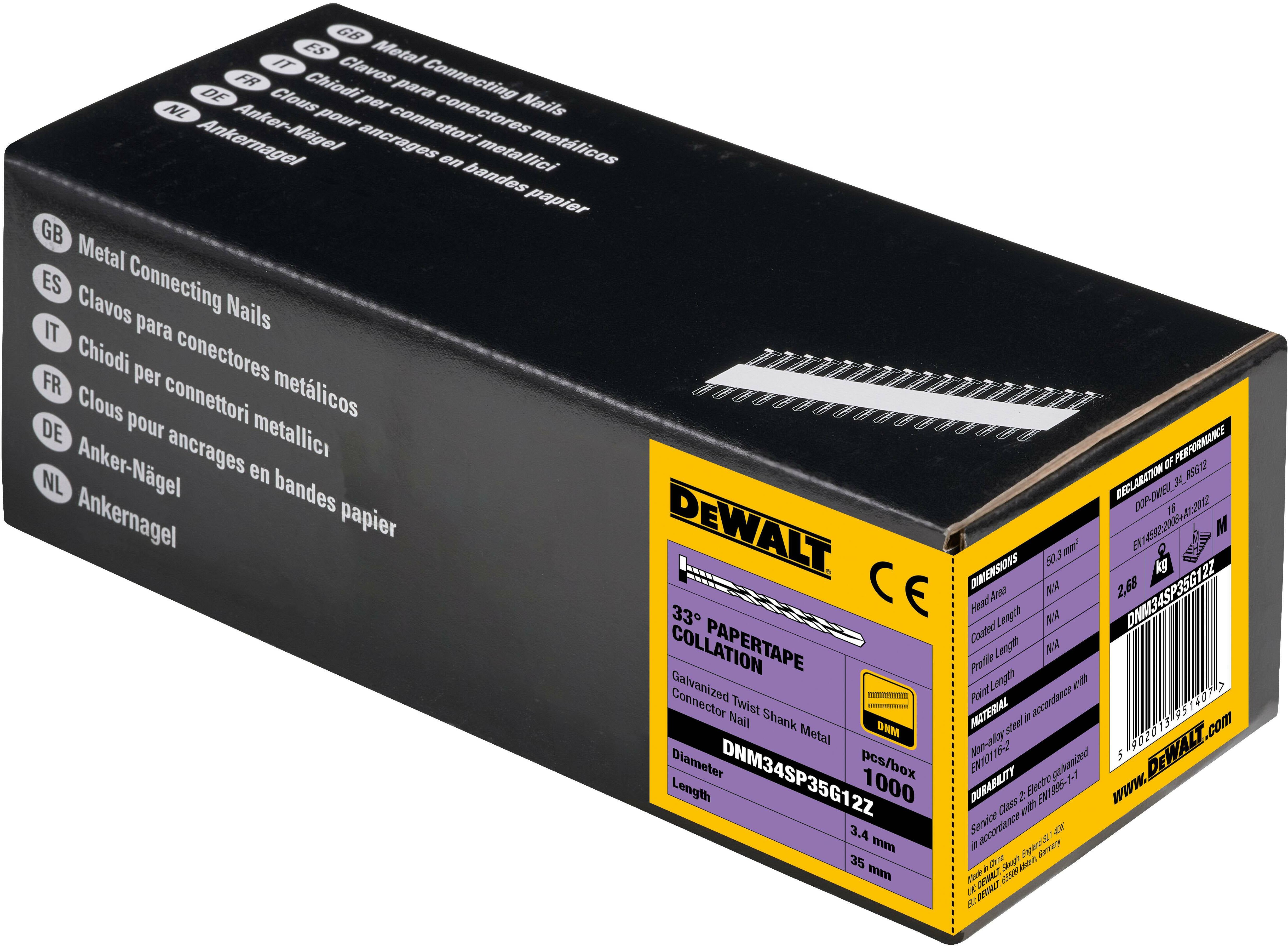 DEWALT DNM34SP35G12Z BAT anchor nails 3.4-35 spiral galvanised G12 2m ...