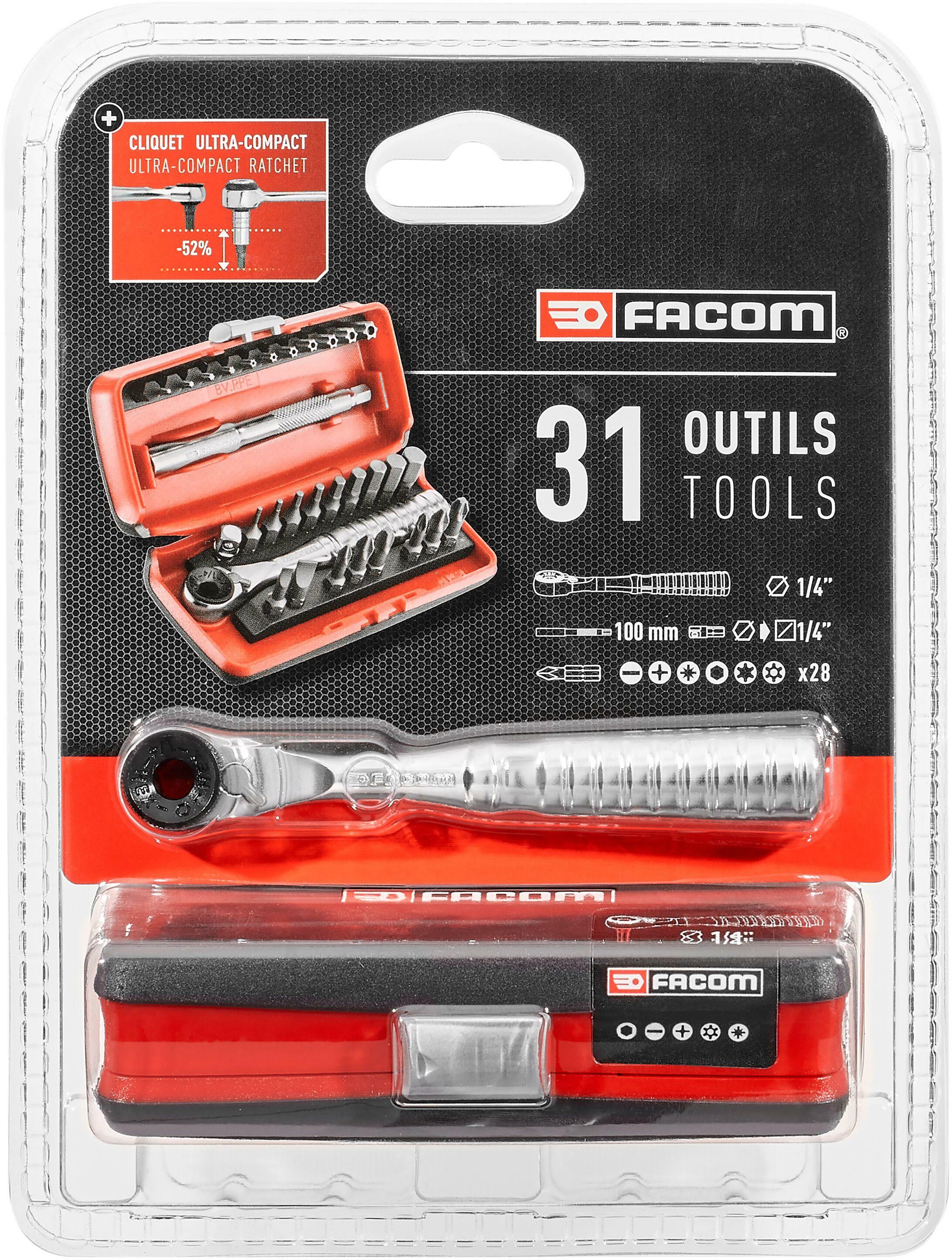 FACOM R.PEJ31PB ultra compact ratchet spanner with bit holder 1/4" + 31 ...