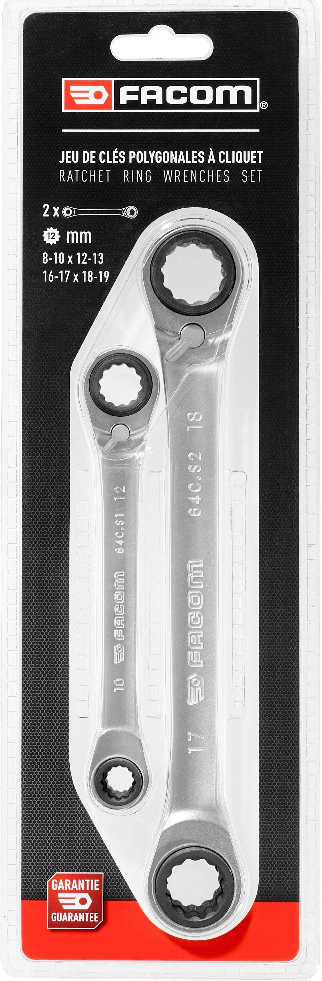 FACOM 64C.J2PB straight adjustable ratchet wrench set with 8 metric ...