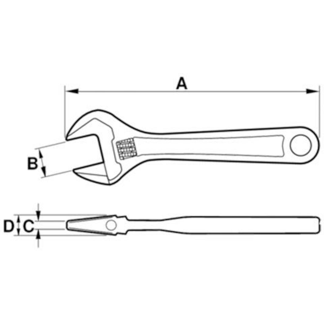 BAHCO 8075 IP clé réglable avec écrou central phosphaté 18" 53 mm 455 ...
