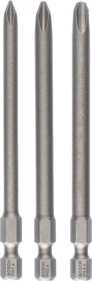BOSCH 2607001757 screwdriver bit set Extra Hard PH1-PH2-PH3, 89 mm 3 ...