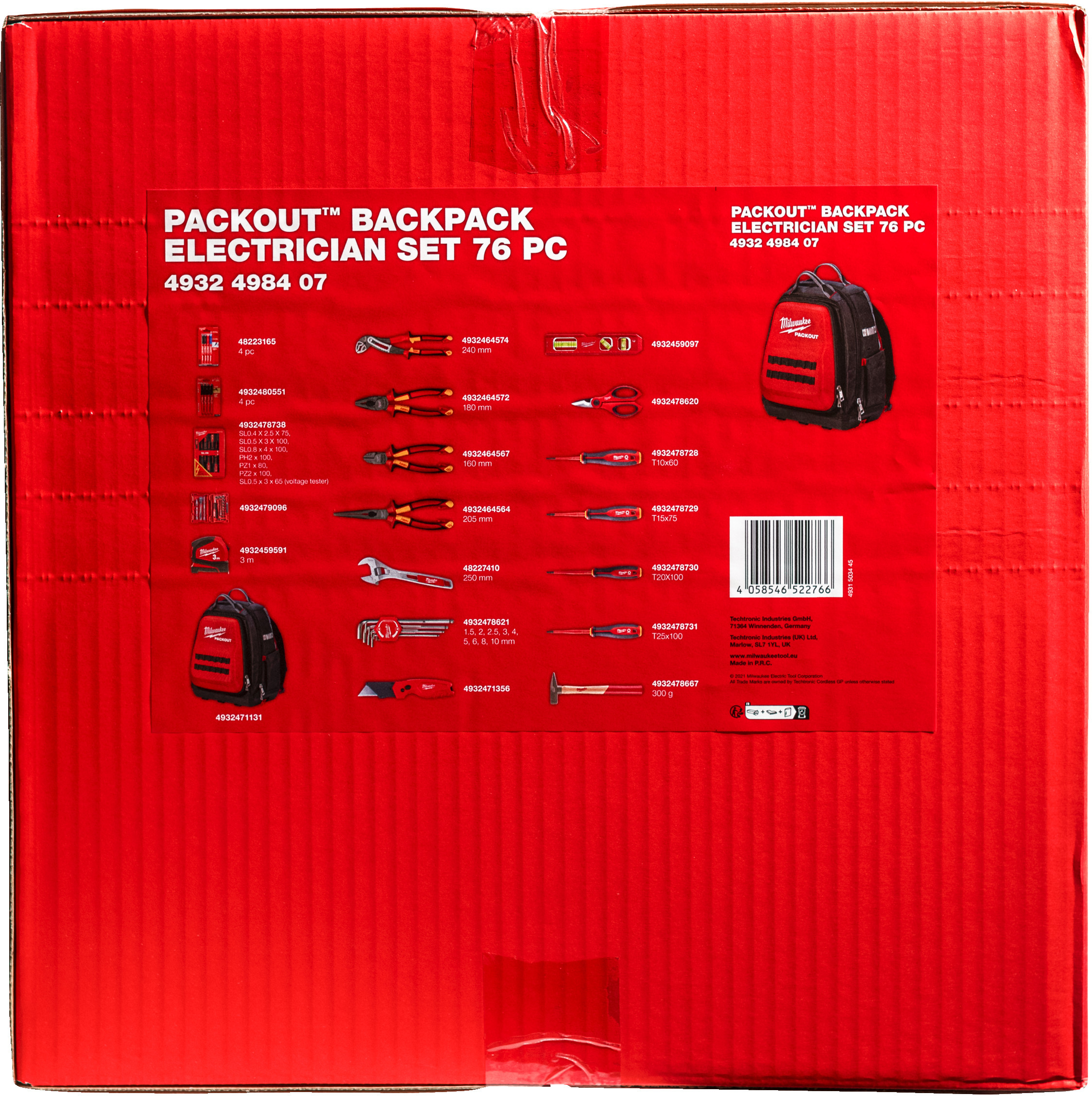 MILWAUKEE 4932498407 PACKOUT backpack with electrician set 76-piece | Klium