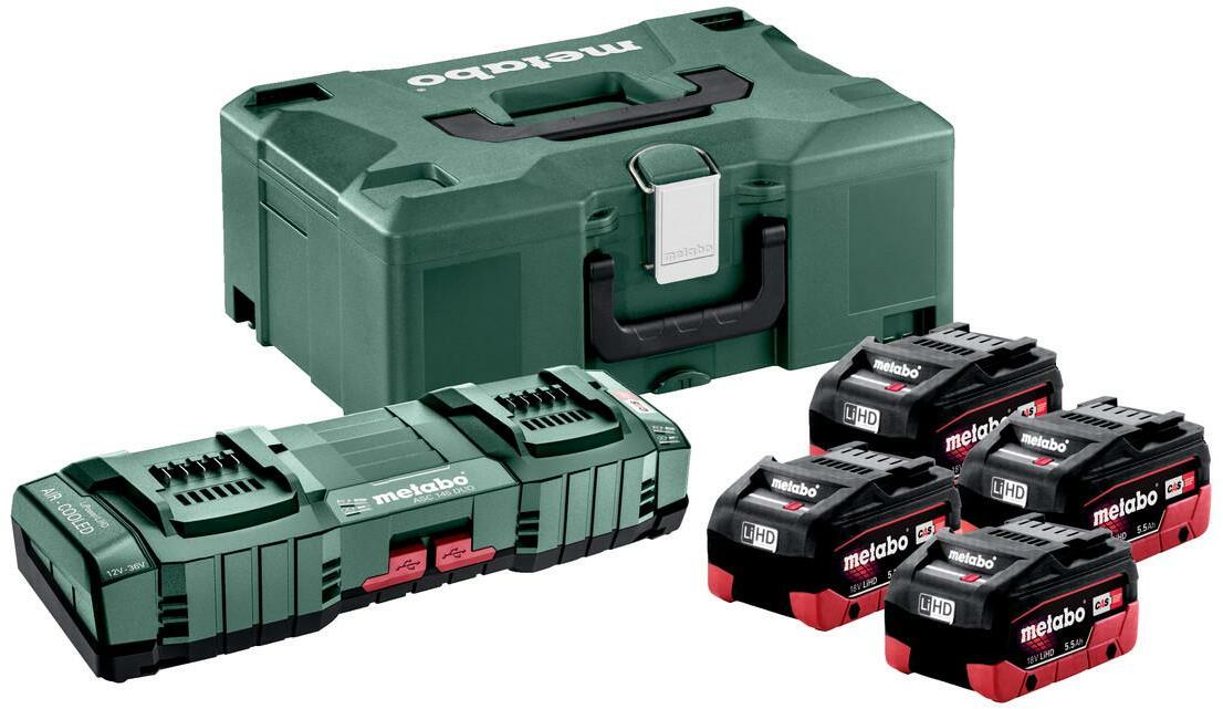 METABO 685180000 18V battery charging set in metaBOX 145 (4x LiHD 5.5Ah ...