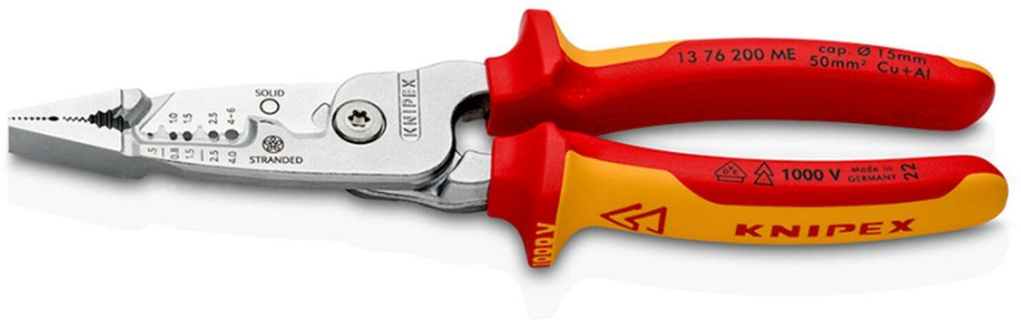 KNIPEX 13 76 200 ME multi-purpose electric pliers chrome-plated metric ...