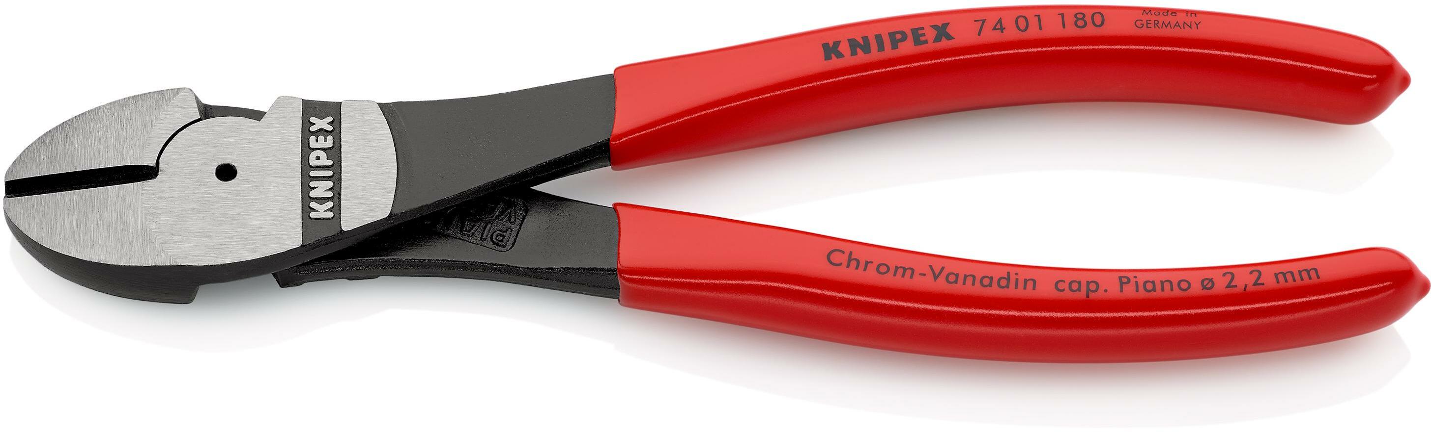 KNIPEX 74 01 180 power side cutters plastic-coated black atramentised ...