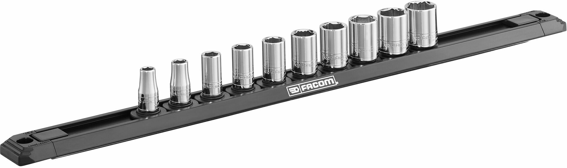 FACOM R.40EGRPPB socket set on rail 1/4" hexagon OGV 10-piece | Klium