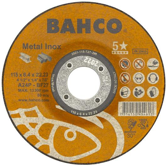 BAHCO 3921-125-T27-IM grinding wheel for deburring metal and stainless ...