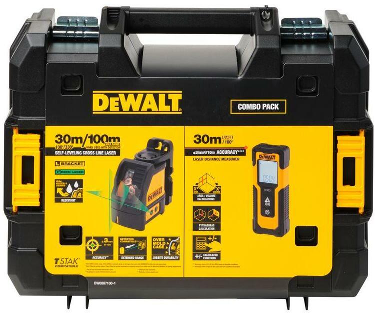 DEWALT DW0887100-1 SET battery cross line laser green + range finder ...