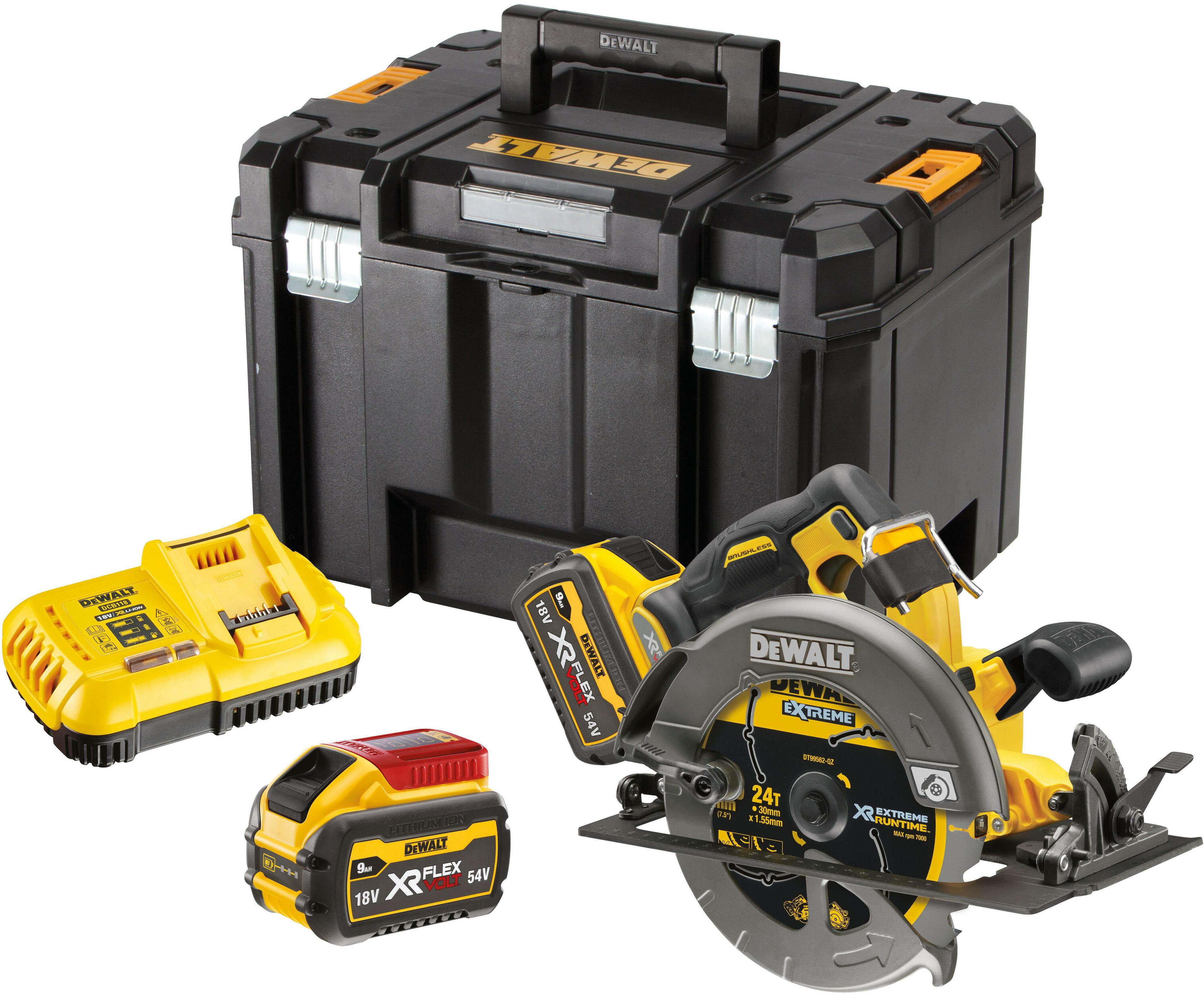 DEWALT DCS578X2-QW 54V XR FLEXVOLT cordless circular saw 67mm 190mm (2x ...
