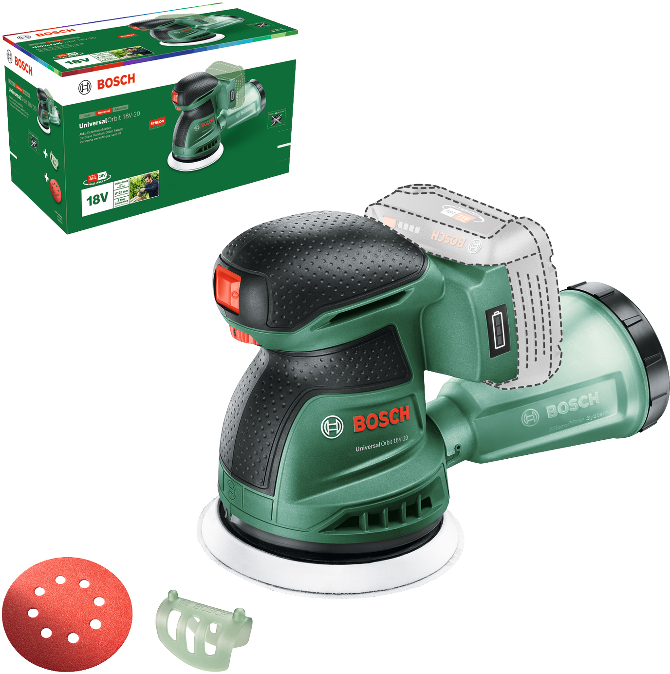 BOSCH UniversalOrbit 18V-20 125mm cordless eccentric sander in ...