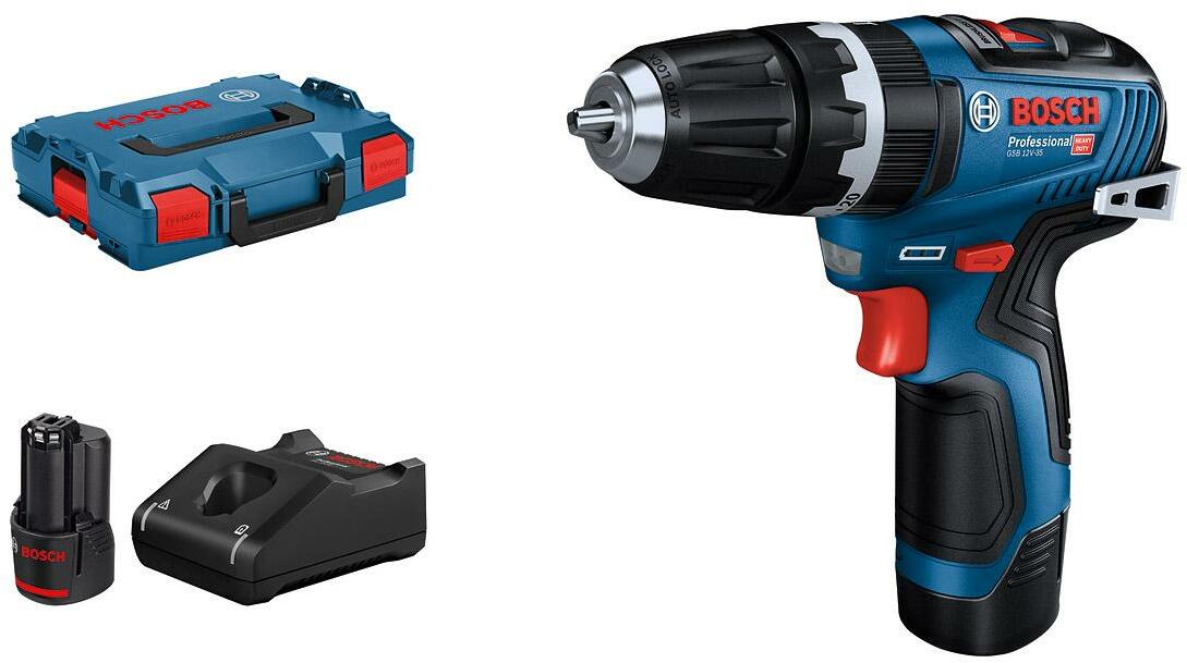 BOSCH GSB 12V-35 cordless impact drill in L-Boxx 102 (2x 3.0Ah battery ...