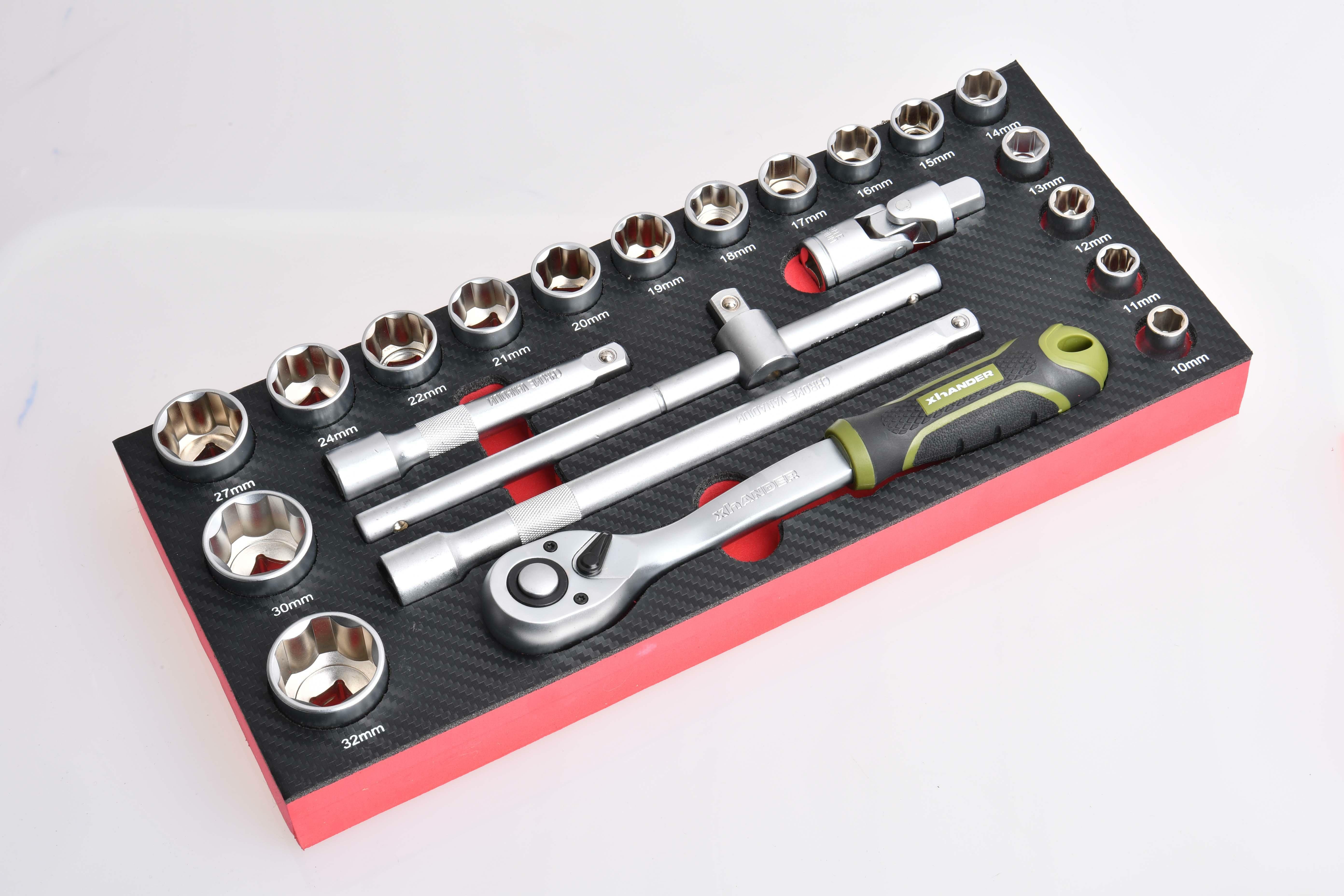 XHANDER 69141773 ratchet and socket set in foam module 1/2" 22-piece ...