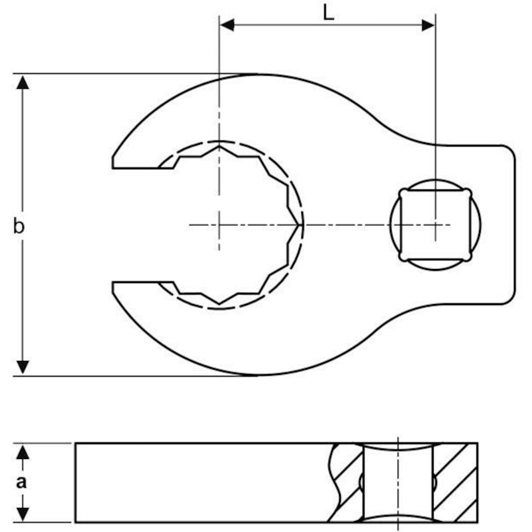 BAHCO 789-30 crowfoot spanner 1/2" with square connection for conical ...