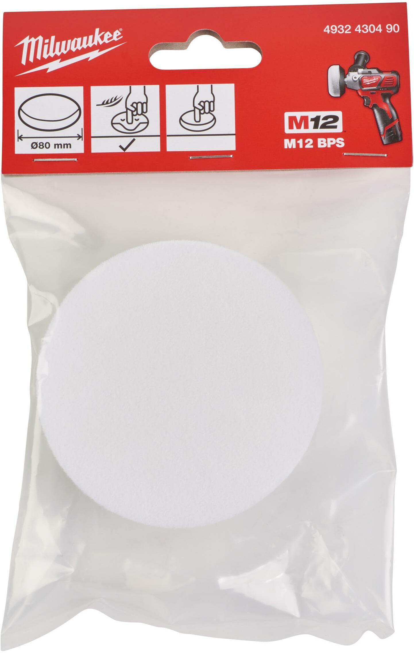 MILWAUKEE 4932430490 soft polishing sponge SS 80mm white for removing ...