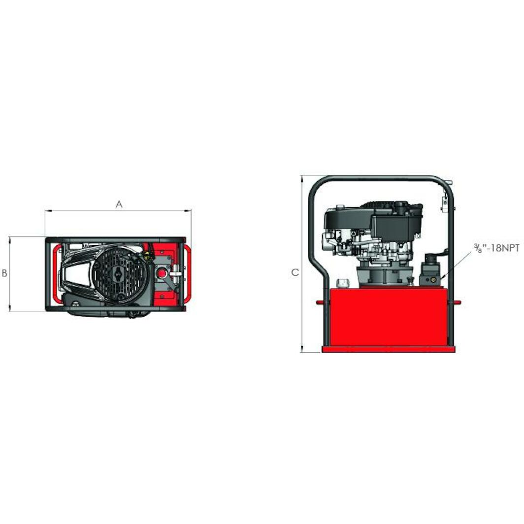 HI-FORCE HPP21026 hydraulic pump with petrol engine high output, 2-way ...