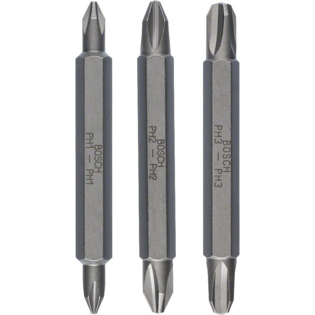 BOSCH 2607001748 screwdriver bit set double-sided PH1-PH2-PH3, 60 mm 3 ...