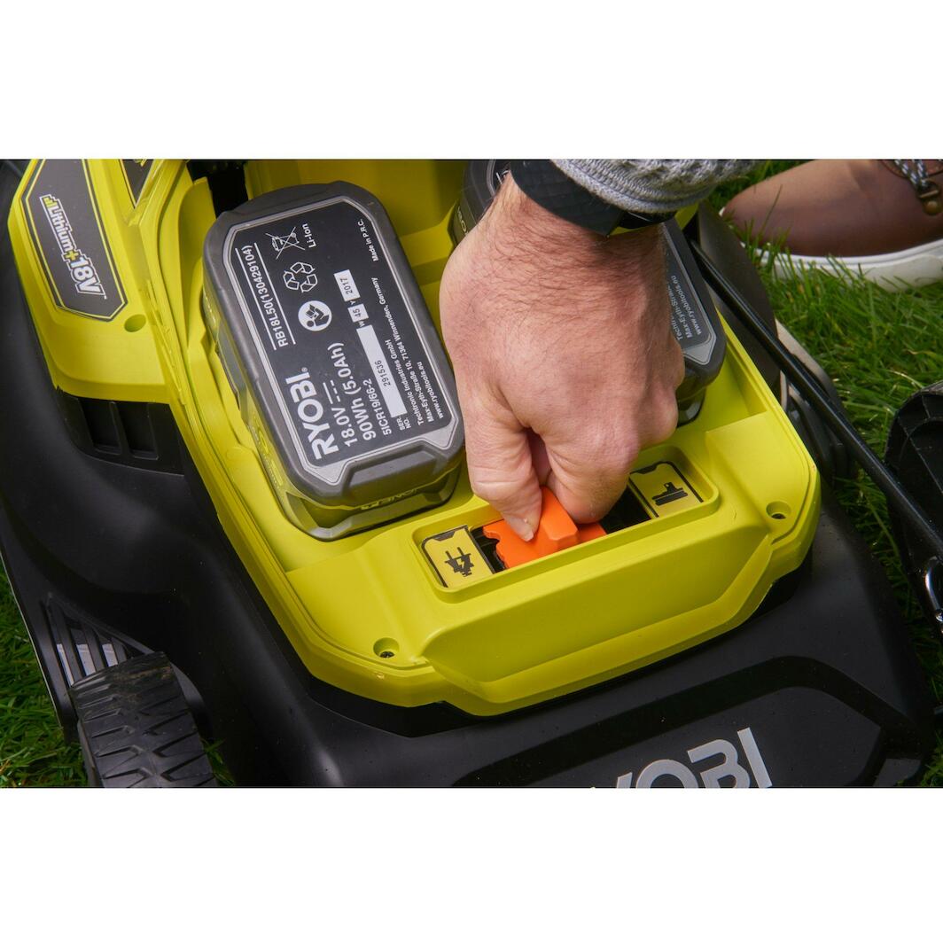 RYOBI RY18LMH37A-225 18V ONE+ Hybrid cordless lawnmower 37cm (2x 2.5Ah ...