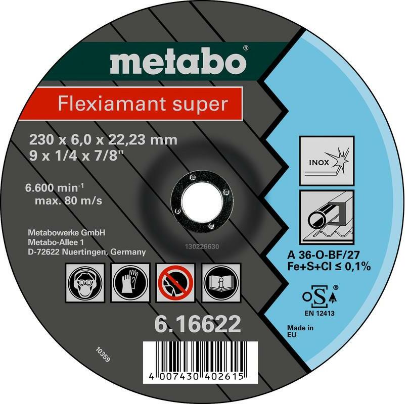 METABO 616622000 grinding disc Flexiamant Super 230x6,0x22,23 stainless ...