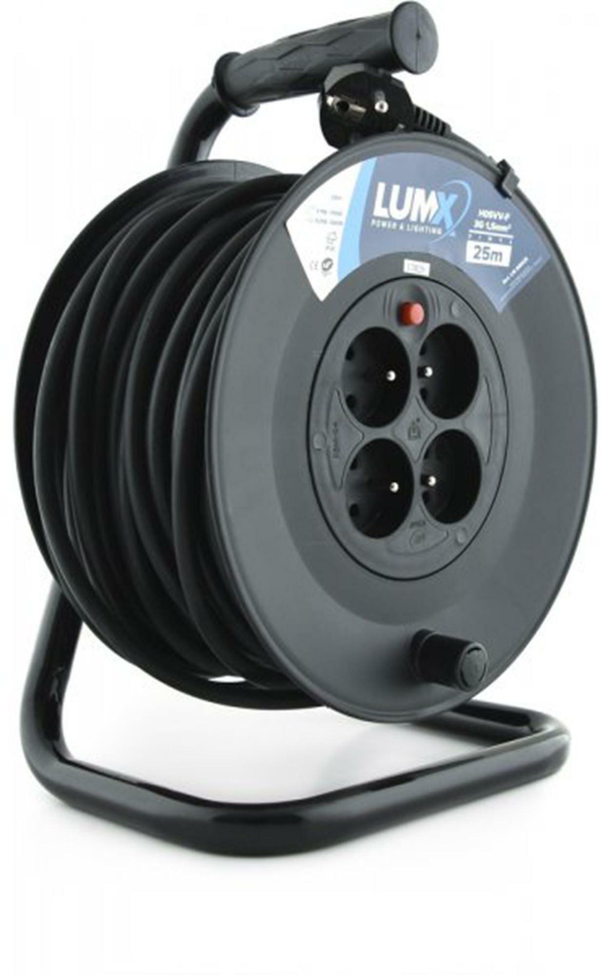 LUMX LM 80025 cable reel standard 25 m 220-250V 16 A 2P+A BE/FR black ...