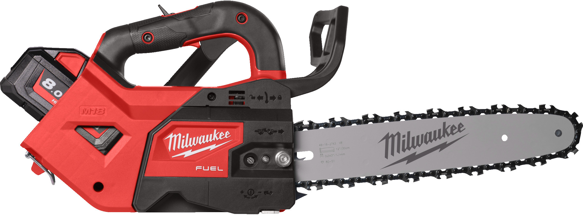 MILWAUKEE M18 FTHCHS30-802 FUEL cordless chainsaw with top handle 30cm ...