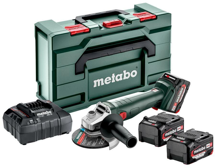 METABO W 18 L 9-125 Quick angle grinder in metaBOX 165 L (3x 4.0Ah ...