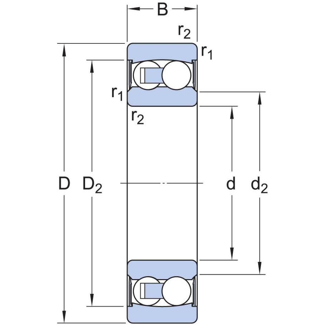 SKF 2208 E-2RS1KTN9/C3 double-row self-aligning ball bearing tapered ...