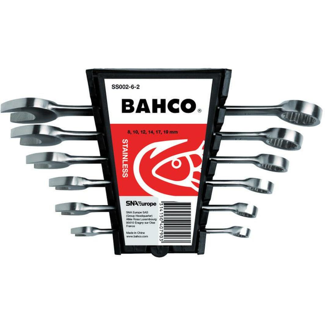 BAHCO SS002-6-2 ring spanner set, stainless steel, metric 6-piece