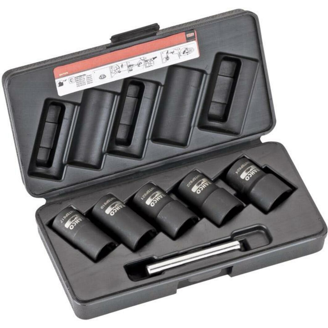BAHCO BWTSP6 deep spiral socket set 1/2" 17-19-21-22-24mm + puncher 6 ...