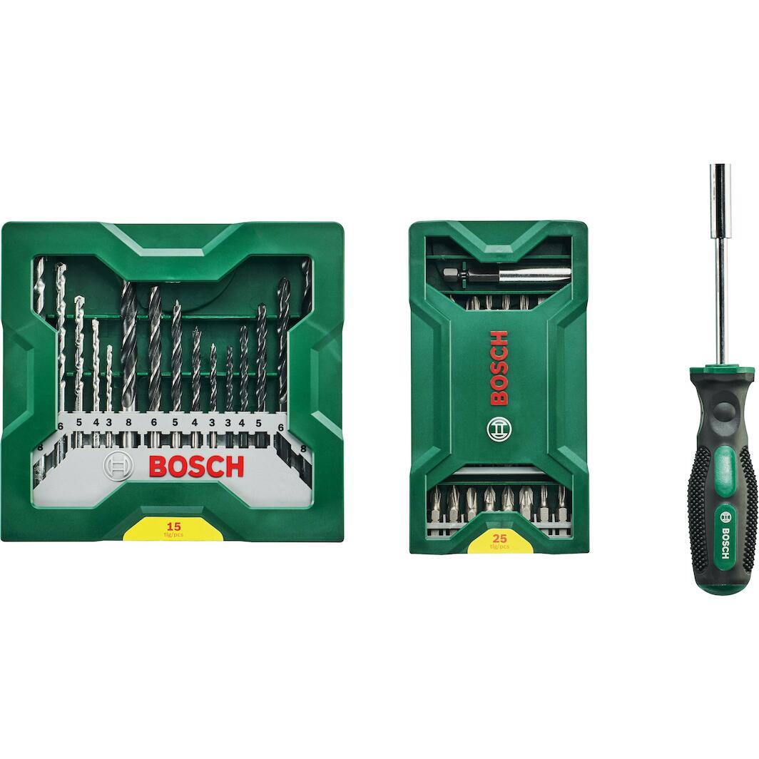 BOSCH 2607017655 Mini X-Line bit and drill set 41-piece + hand ...